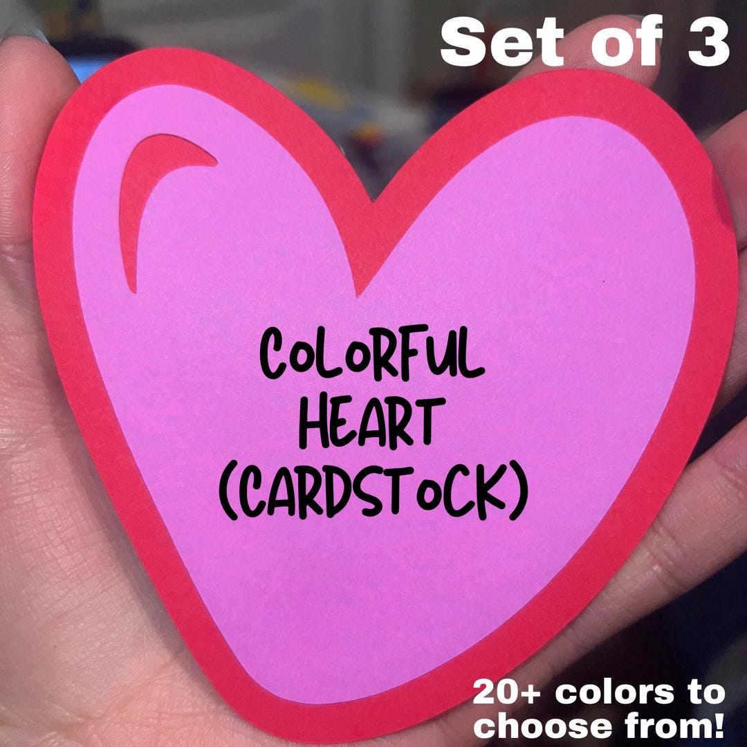 Set of 3 Colorful Heart Cardstock | Color Cardstock Heart | Heart ...
