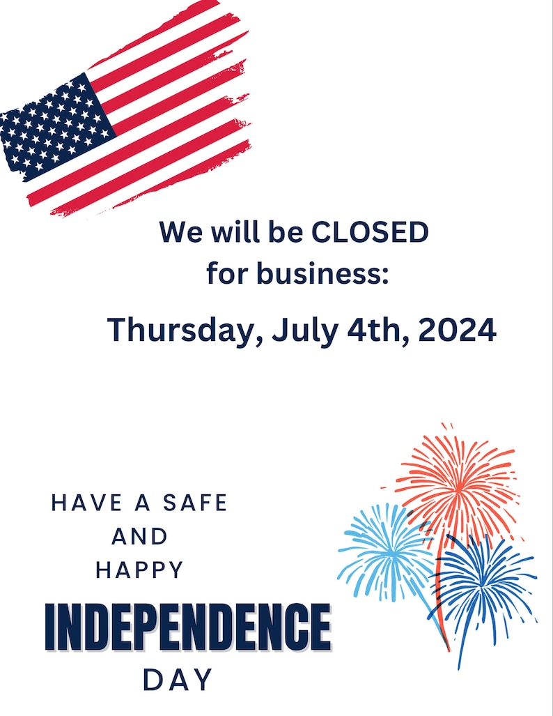 Independence Day Closed for Business Door Sign - Etsy
