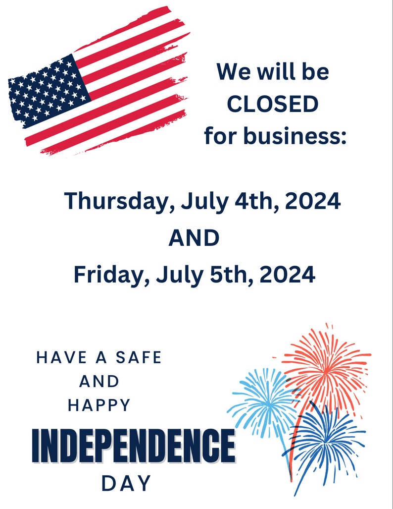 Independence Day Closed for Business Door Sign - Etsy