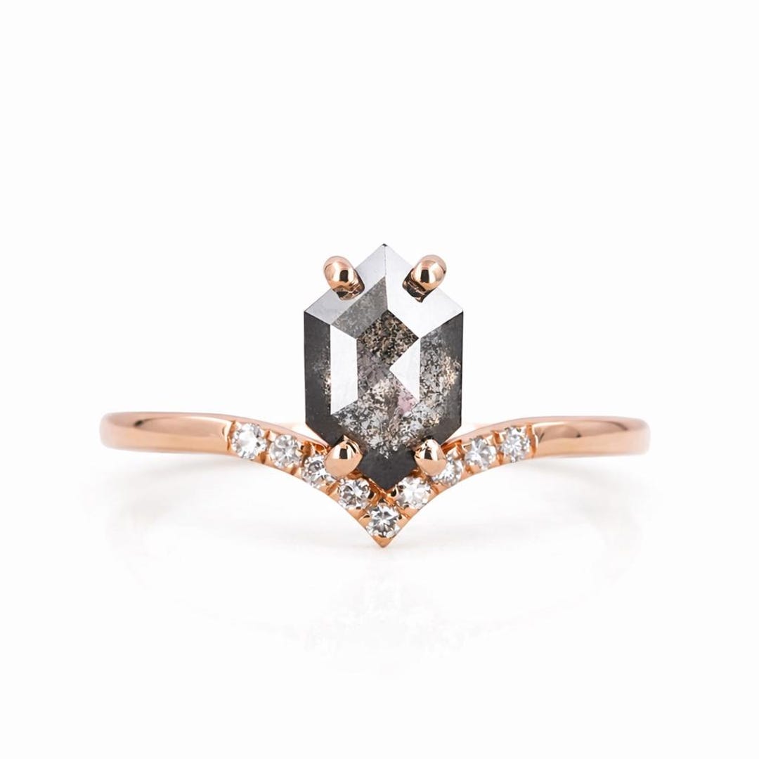 Hexagonal Shaped Diamond Ring Handcrafted Diamond Ring Multiple Rings ...