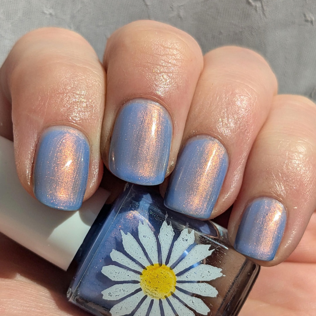 Exhale, 15ml, Periwinkle Blue Nail Polish With Orange Shimmer - Etsy
