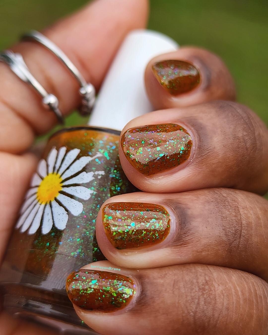 Malacea, Mahogany Brown Jelly Nail Polish: Teal Flakies, Indie Polish ...