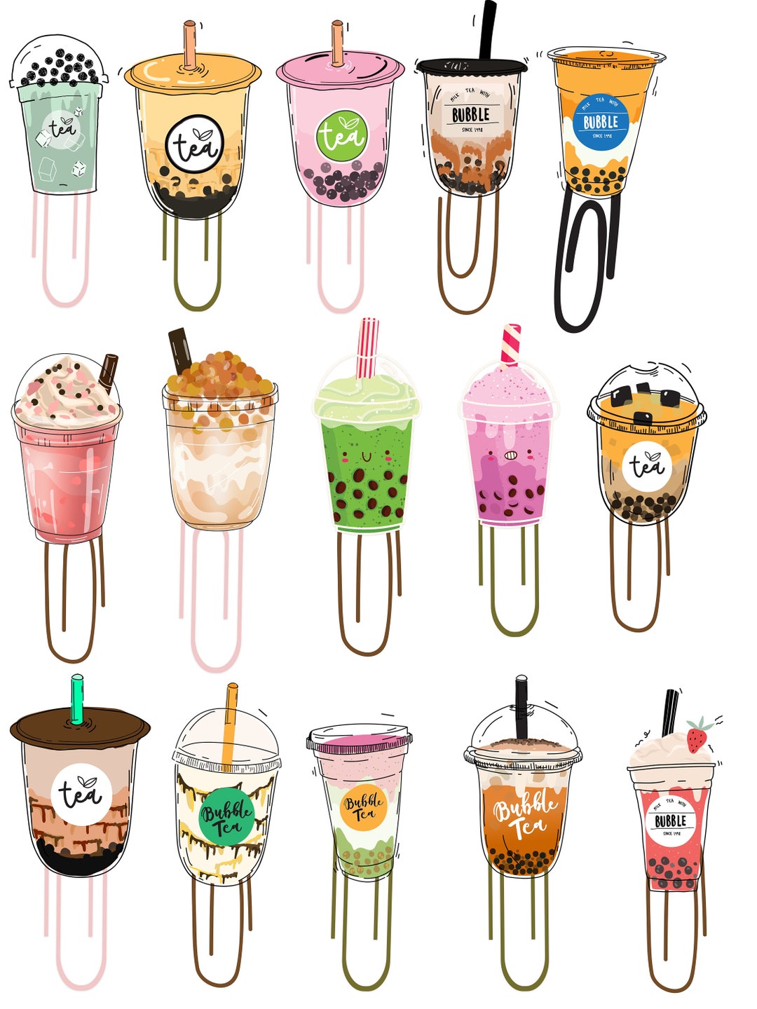 Digital Drink Sticker Paper Clips - Etsy