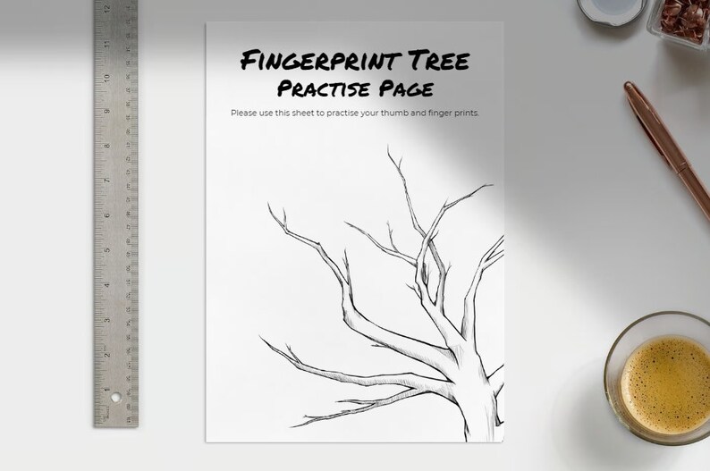 Editable Finger Print Tree Guide Guestbook Thumb Keepsake Poster Sign ...