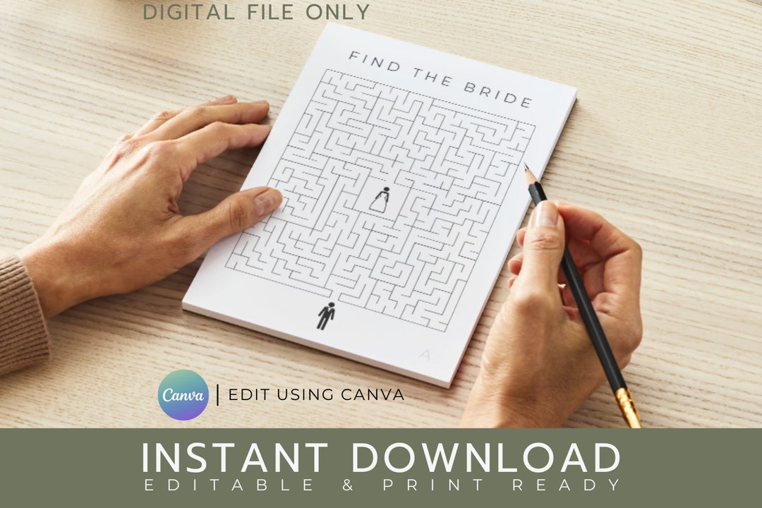 Wedding Themed Maze Puzzle Find the Bride Groom Activity Poster ...