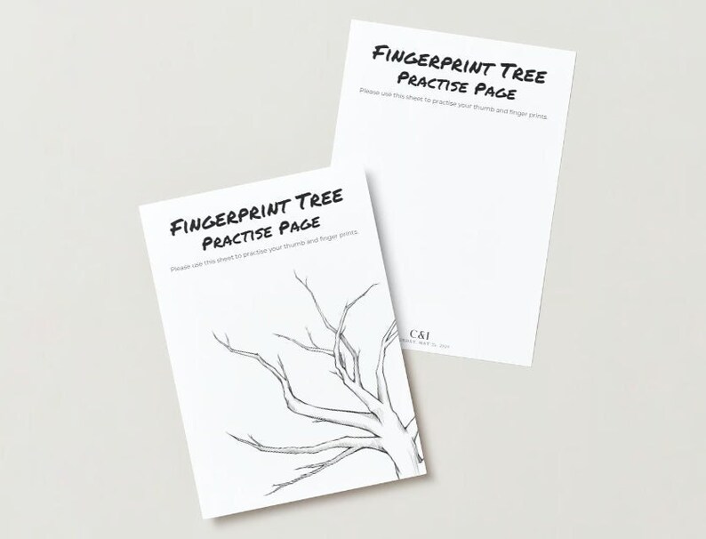 Editable Finger Print Tree Guide Guestbook Thumb Keepsake Poster Sign ...