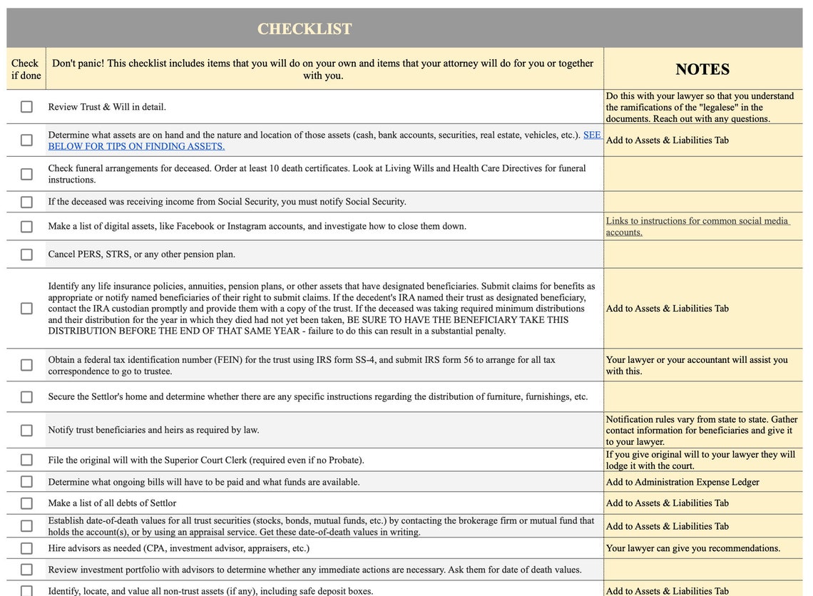 Trustee Checklist - Etsy