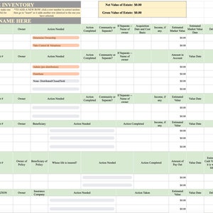 Estate/trust Inventory Spreadsheet - Etsy