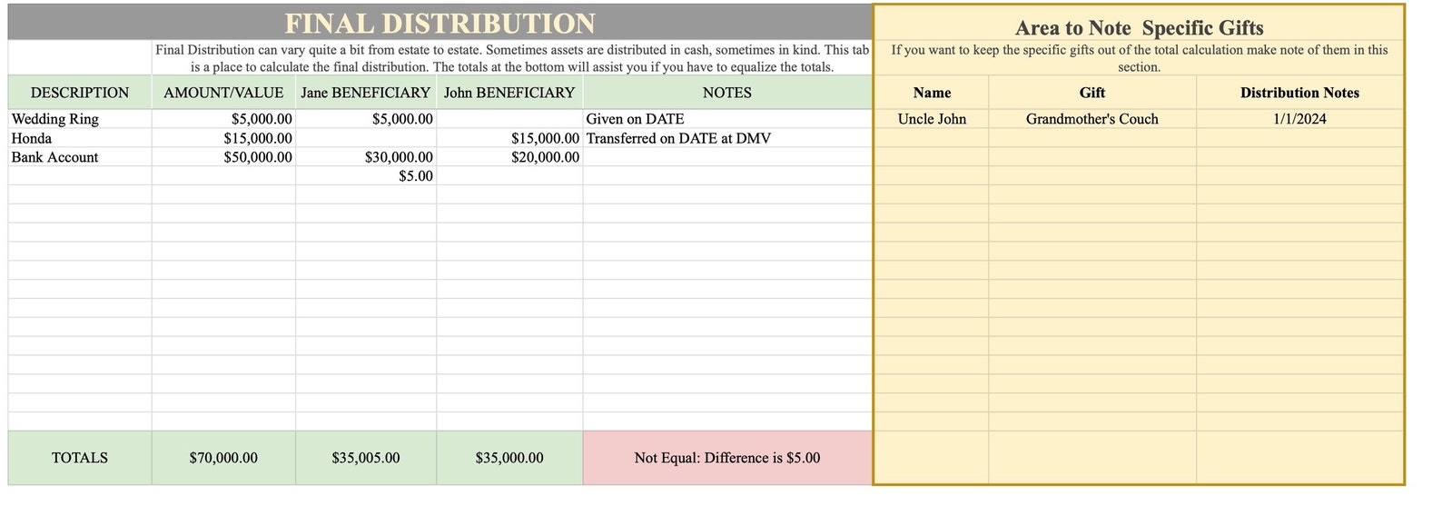 Estate/trust Inventory Spreadsheet - Etsy