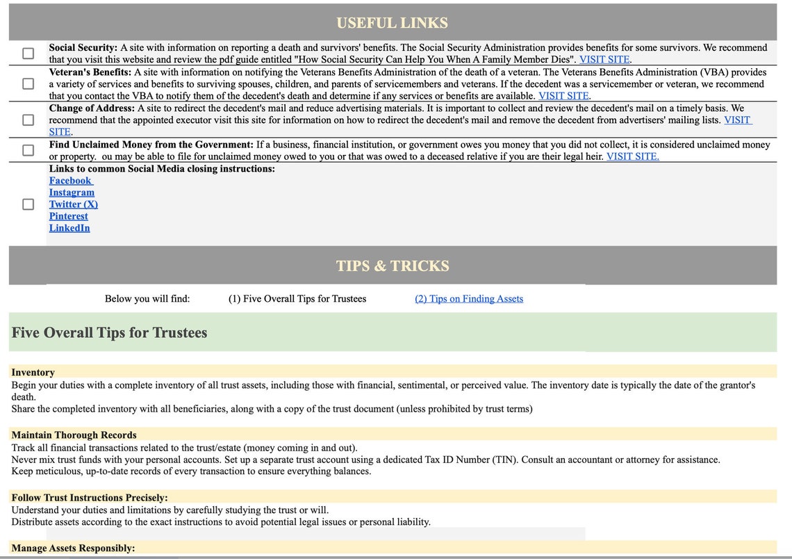Trustee Checklist - Etsy