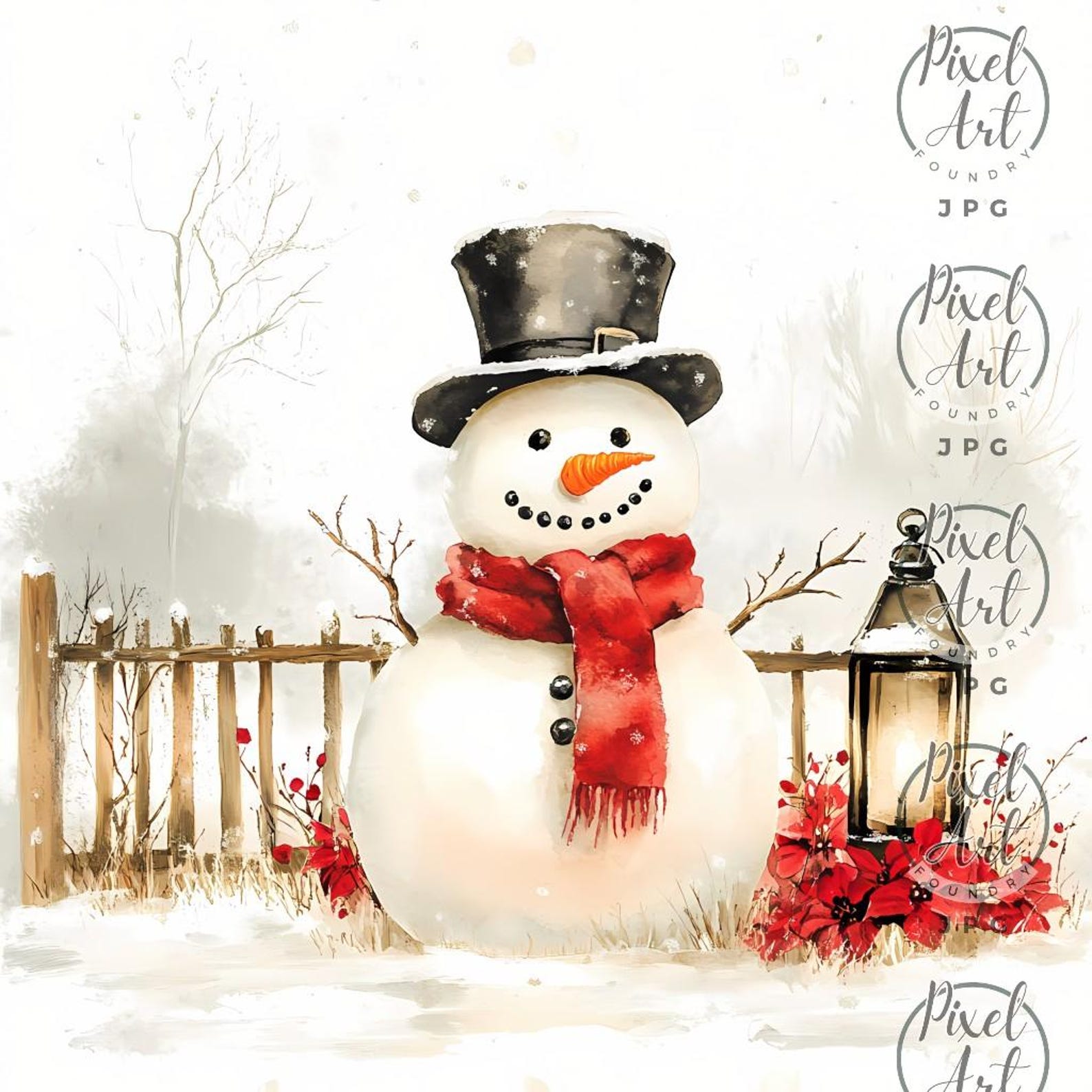 Vintage Snowman Christmas Clipart Nostalgic Festive Winter Decor ...