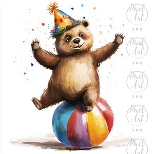 Balancing Bears Clipart, 18 Whimsical Circus Bear Jpgs, Colorful Bear ...