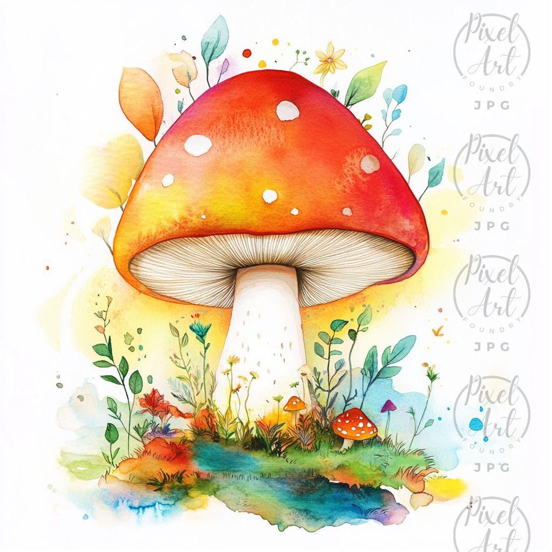 Mystical Forest Mushroom Clipart Whimsical Fairy Tale Art Nature Decor ...