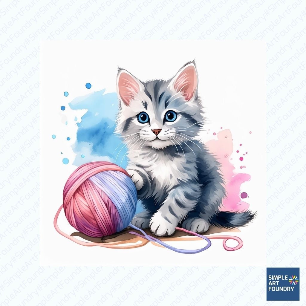 16 Kitten Clipart | Cute Watercolor Kitty Cat Jpgs | Digital Art for ...