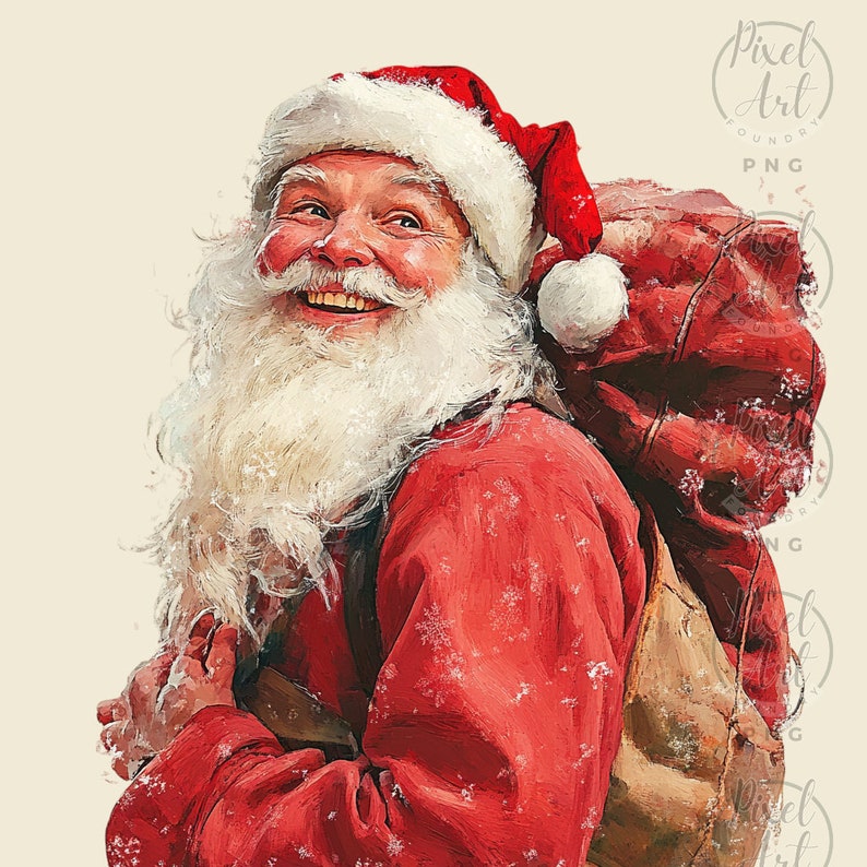 Hand-painted Santa Claus Clipart: 21 PNG Images, Christmas Decor ...