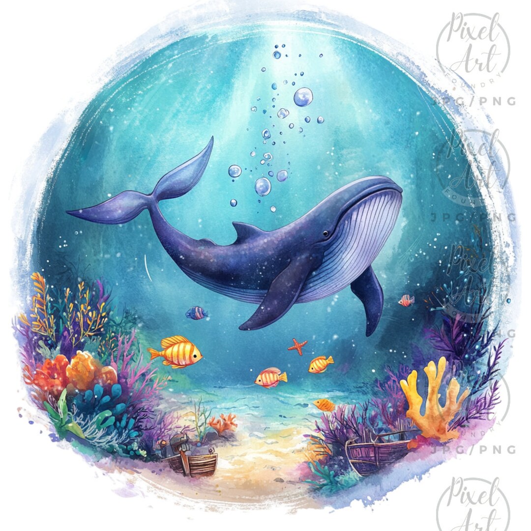 Ocean Animal Clipart PNG/JPG, Quirky Sea Life, Colorful Underwater ...