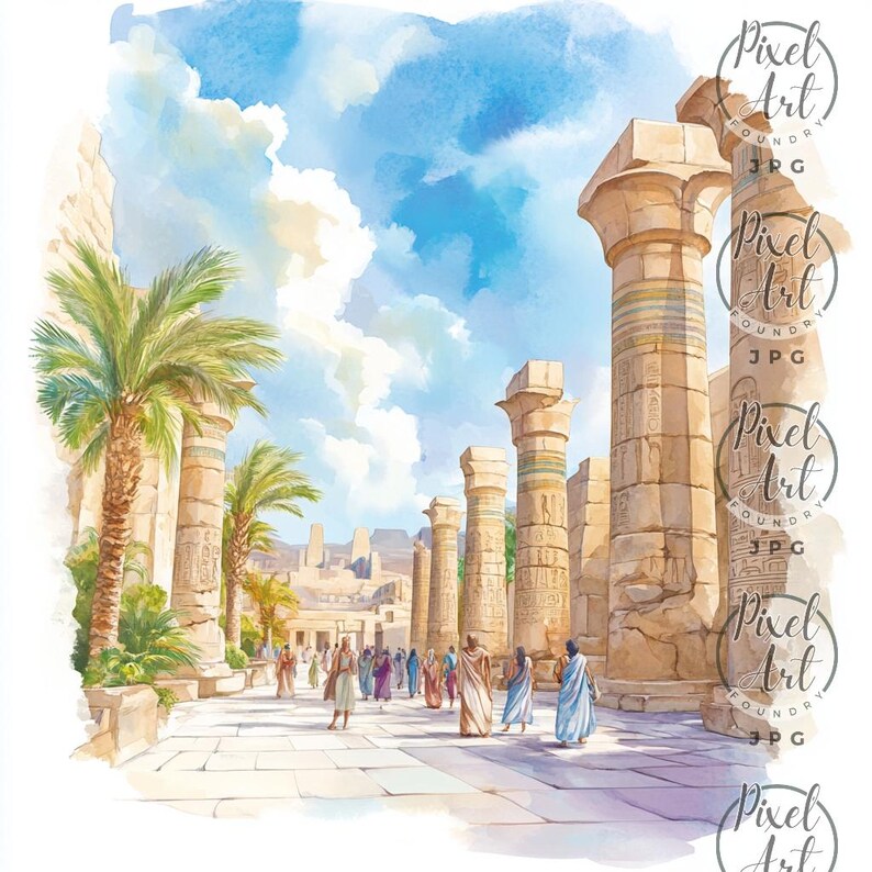 Egypt Landmarks Clipart Pyramids Sphinx Nile Temples 24 JPG Travel ...