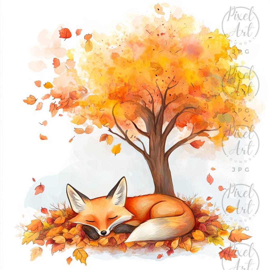 Sleepy Foxes Clipart: Woodland Nursery Art, Autumn Tones (21 Jpgs) - Etsy