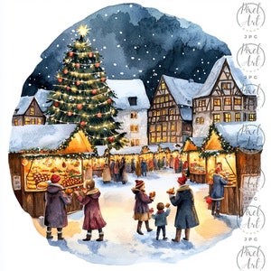 German Christmas Market Clipart: Winter Festival Scenes (jpgs) - Etsy