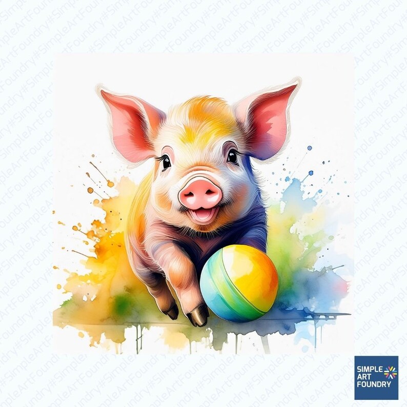 16 Piglet Clipart | Watercolor Baby Pig JPG | Scrapbooking, Journal ...