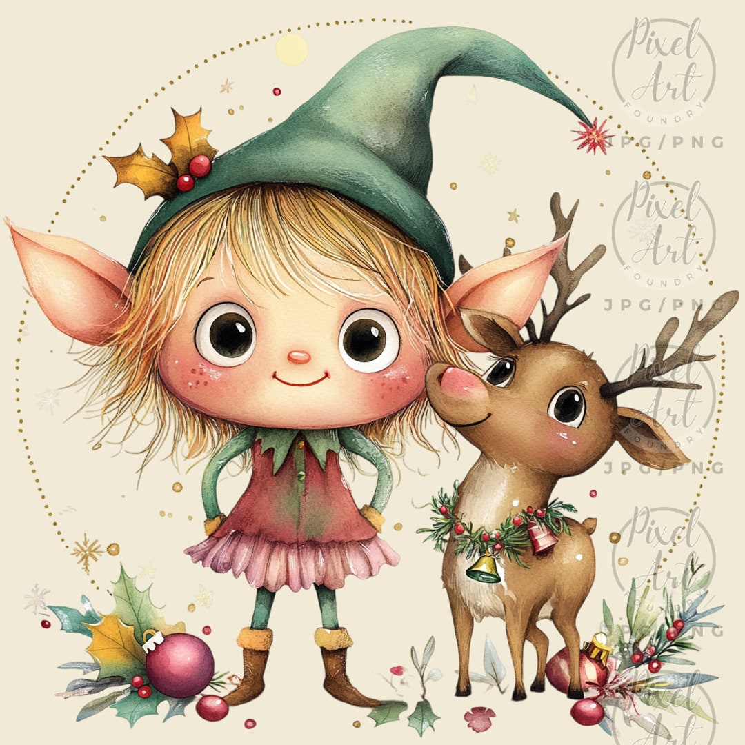 Christmas Elf Clipart: Playful Holiday PNG, JPG (4032x4032 Px) - Etsy