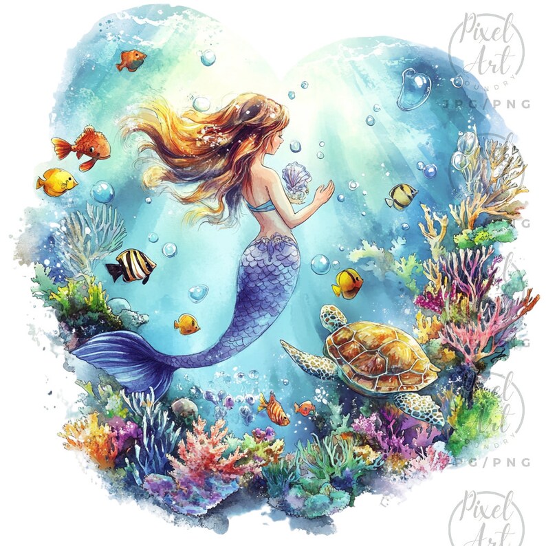 Ocean Animal Clipart PNG/JPG, Quirky Sea Life, Colorful Underwater ...