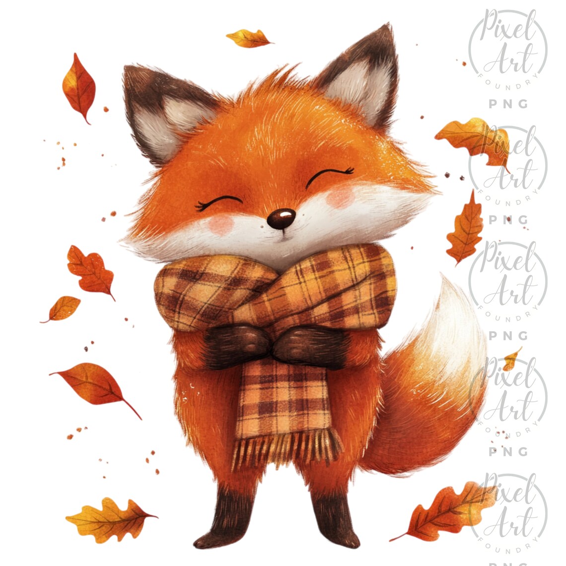 Fall Fox Clipart Set, 24 Pngs, Cozy Foxes With Leaves and Sweaters ...