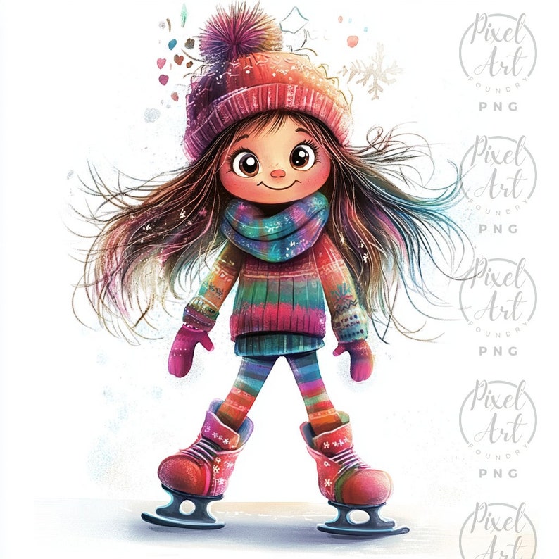 Ice Skating Quirky Girls Clipart Collection Winter Fun Playful Girls ...
