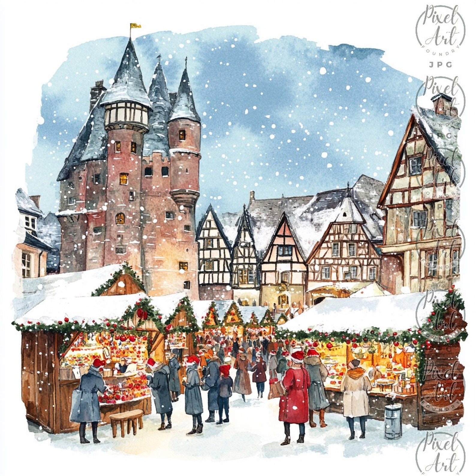 German Christmas Market Clipart: Winter Festival Scenes (jpgs) - Etsy