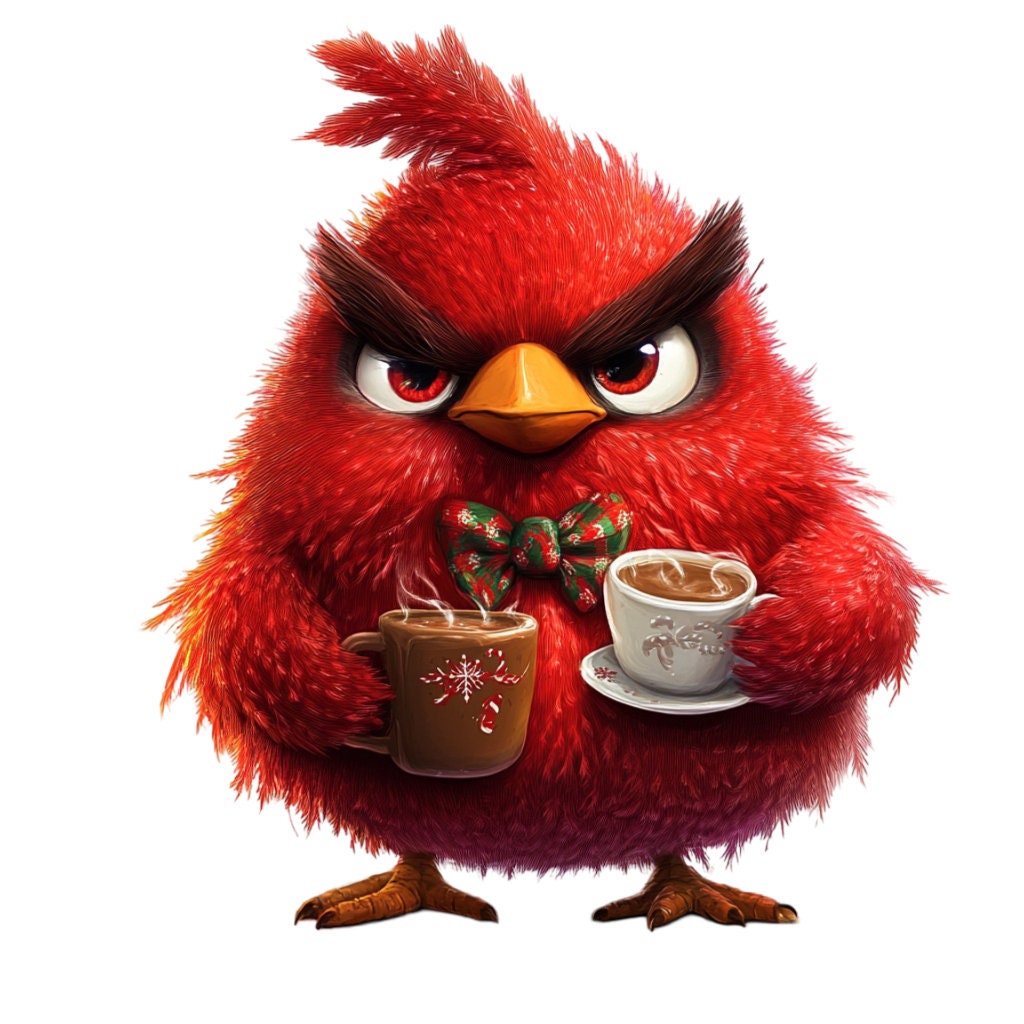 Festive Red Bird Clipart: Quirky Christmas PNG Set - Etsy