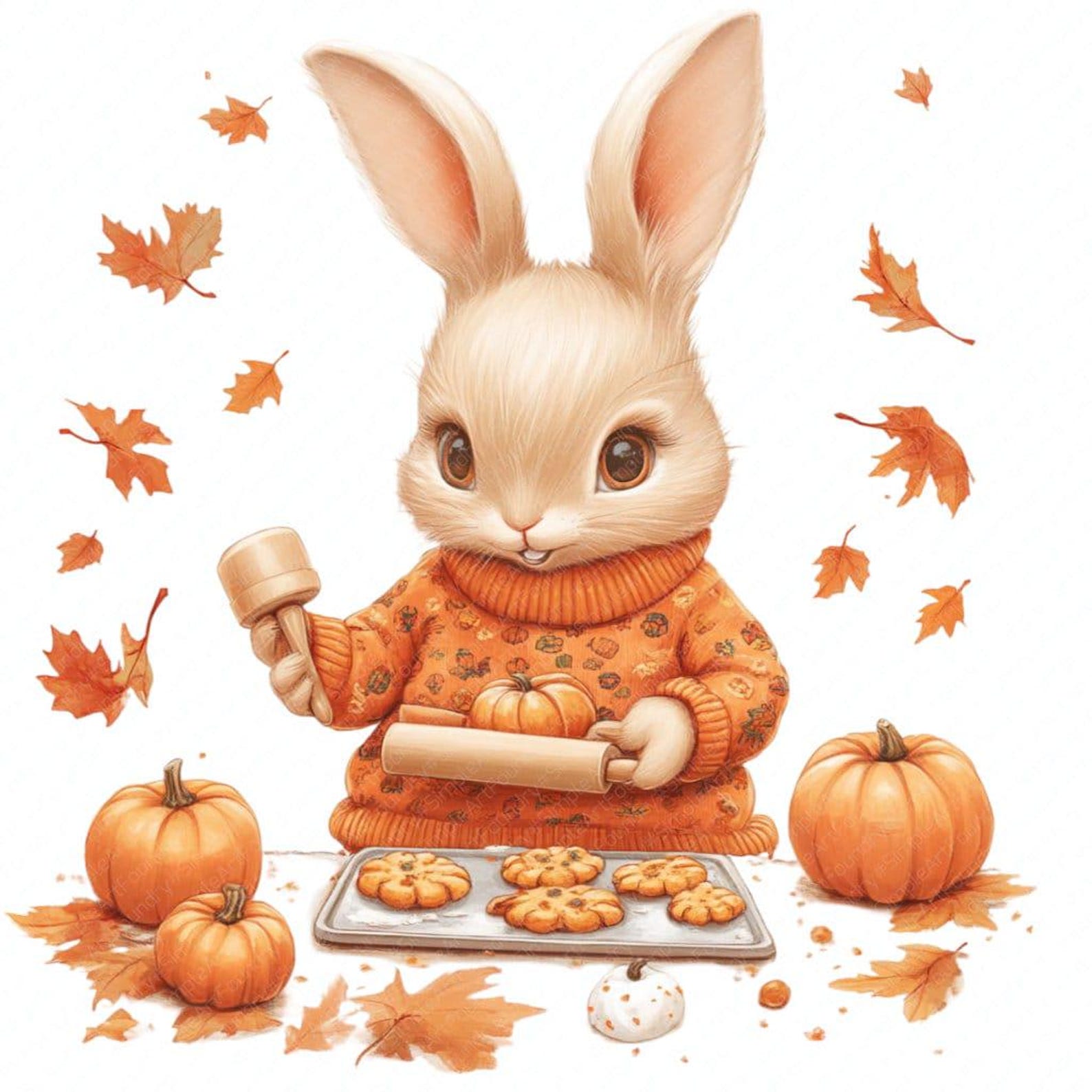 Fall Bunny Clipart Set | 28 Pngs | Cozy Sweaters & Autumn Leaves | Cute ...