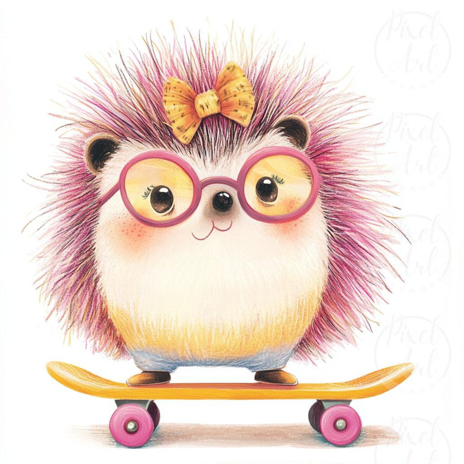 Quirky Hedgehog Clipart Set: Frizzy-haired Woodland PNG (digital ...