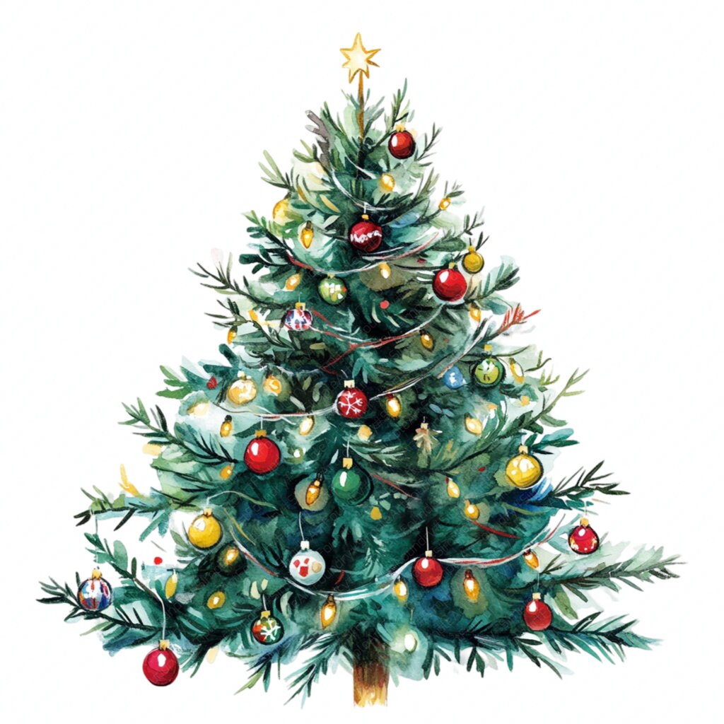 Classic Christmas Tree Clipart Set 24 Festive Tree Designs With ...