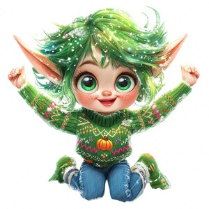 Green Elf Christmas Clipart Set, 21 Pngs, Cute Elves Trees & Gifts ...