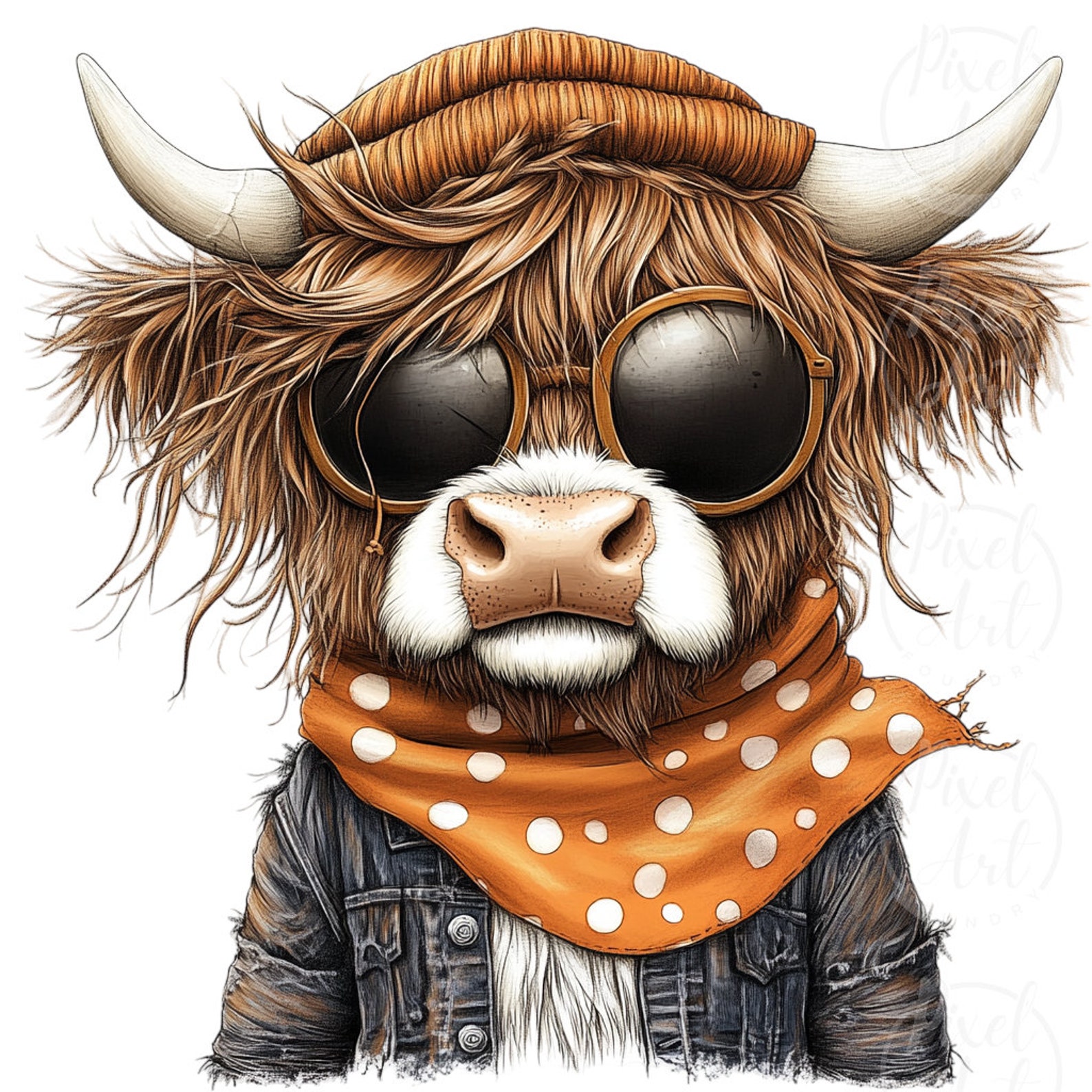 Quirky Scottish Highland Cow Clipart, 20 PNG, Funny Highland Cows With ...