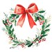 Christmas Wreath Clipart Set, 24 Pngs, Holiday Greenery and Red Bows ...