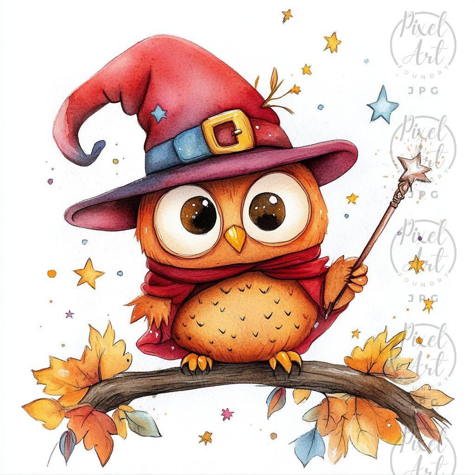 Quirky Owl Clipart: Watercolor Autumn Owls (digital Download) - Etsy