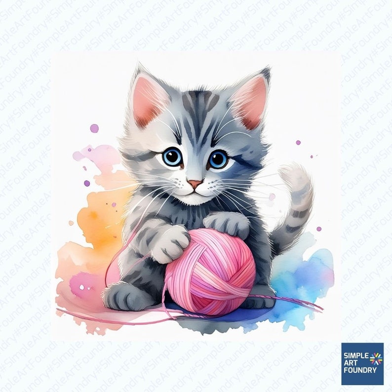 16 Kitten Clipart | Cute Watercolor Kitty Cat Jpgs | Digital Art for ...
