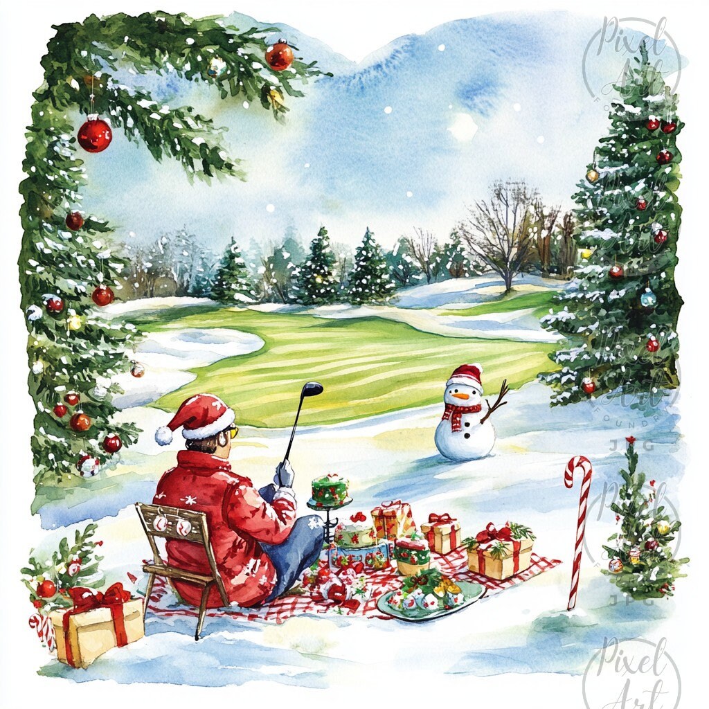 Christmas Golf Clipart: Festive Holiday Art (23 JPG) - Etsy