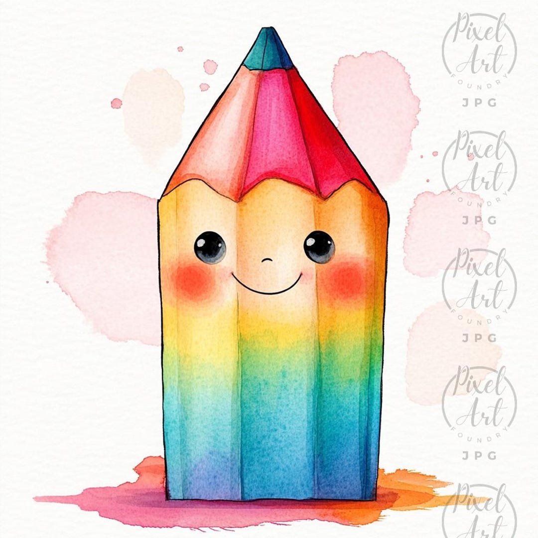 Charming Cartoon School Supplies Clipart Cute Faces Pencils Erasers ...