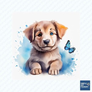 16 Cute Baby Dog Puppy Clipart Set - Watercolor Jpgs for Scrapbooking ...