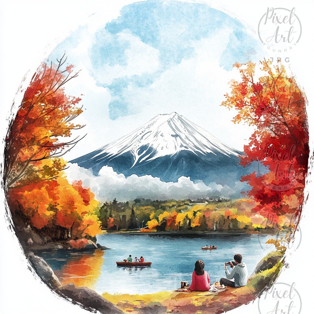 Japan Fall Watercolor Clipart Collection Fall Japan Scenes Traditional ...