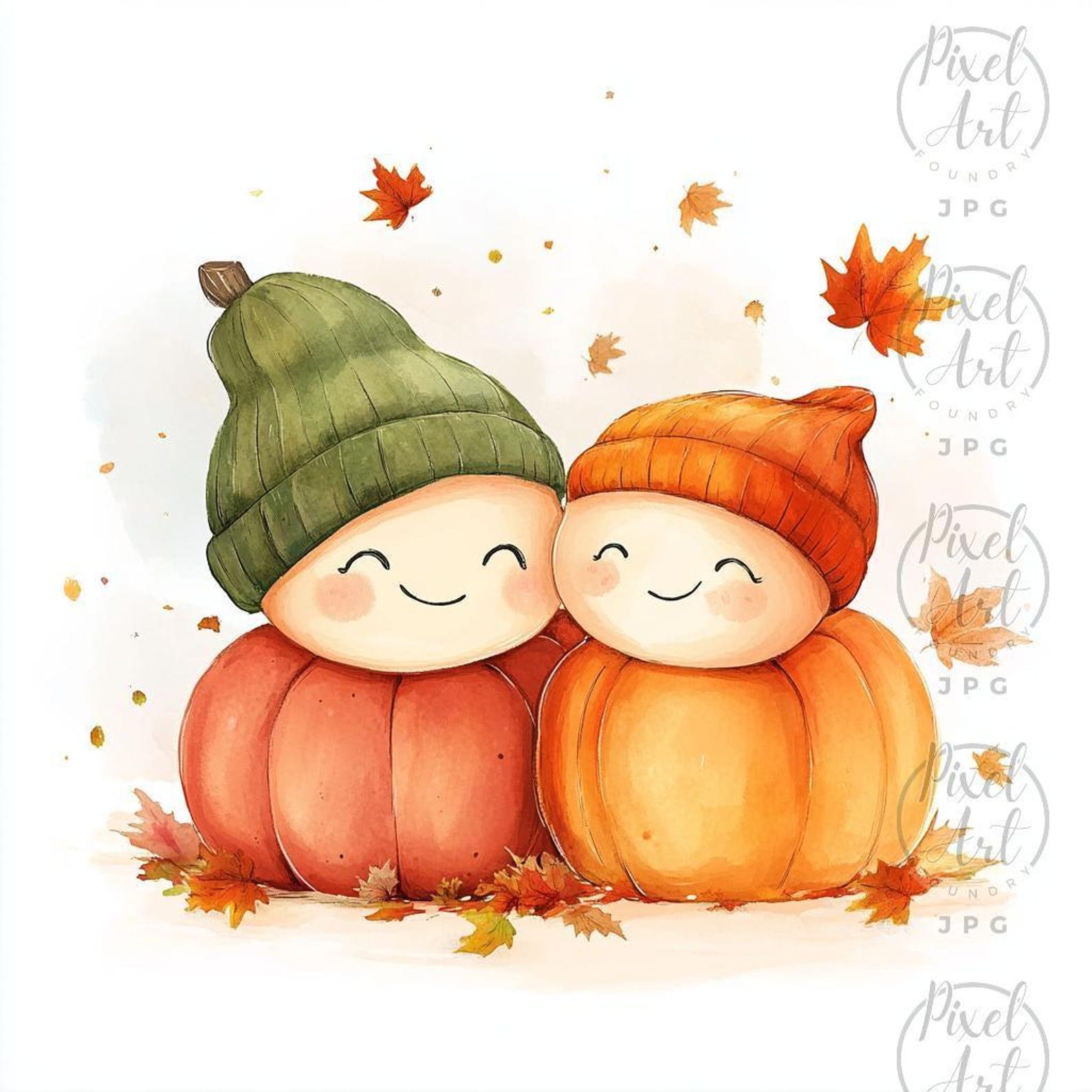 Fall Pumpkin Clipart Bundle: Watercolor Autumn Illustrations (digital ...