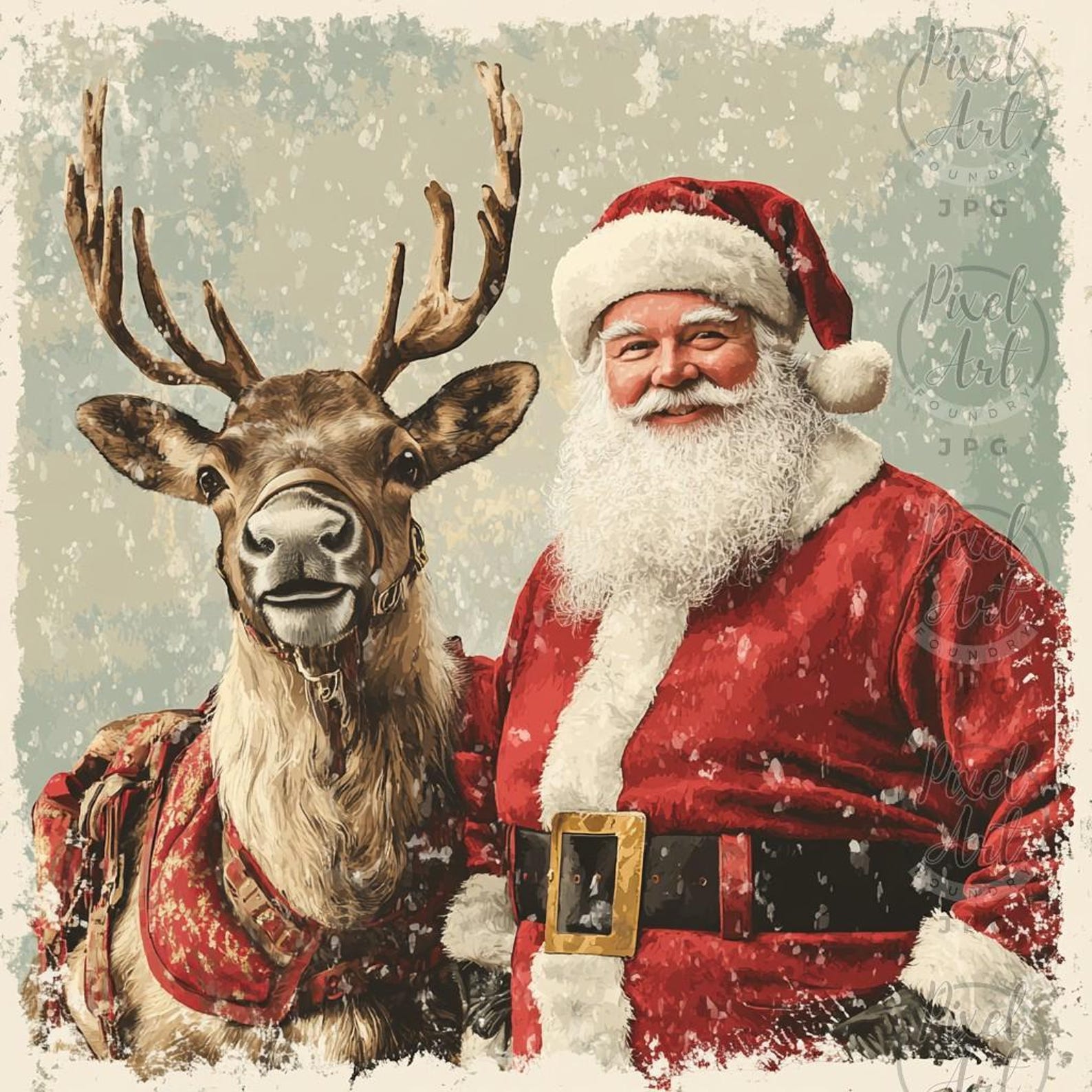 Vintage Santa Scenes Christmas Clipart Nostalgic Holiday JPG 14 Images ...