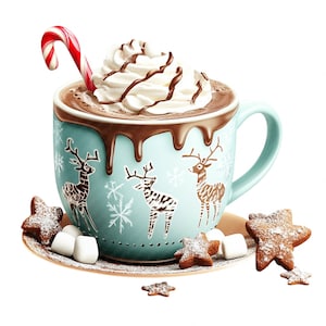 Christmas Cocoa Clipart – Festive Holiday Mugs, PNG Set (digital ...