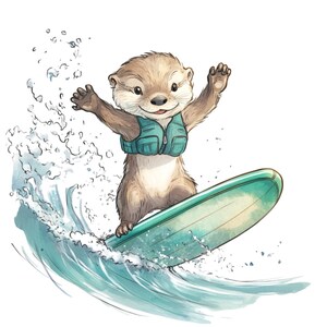 Adorable Beach Otters Clipart Set, 23 Pngs, Summer Fun Otters for ...