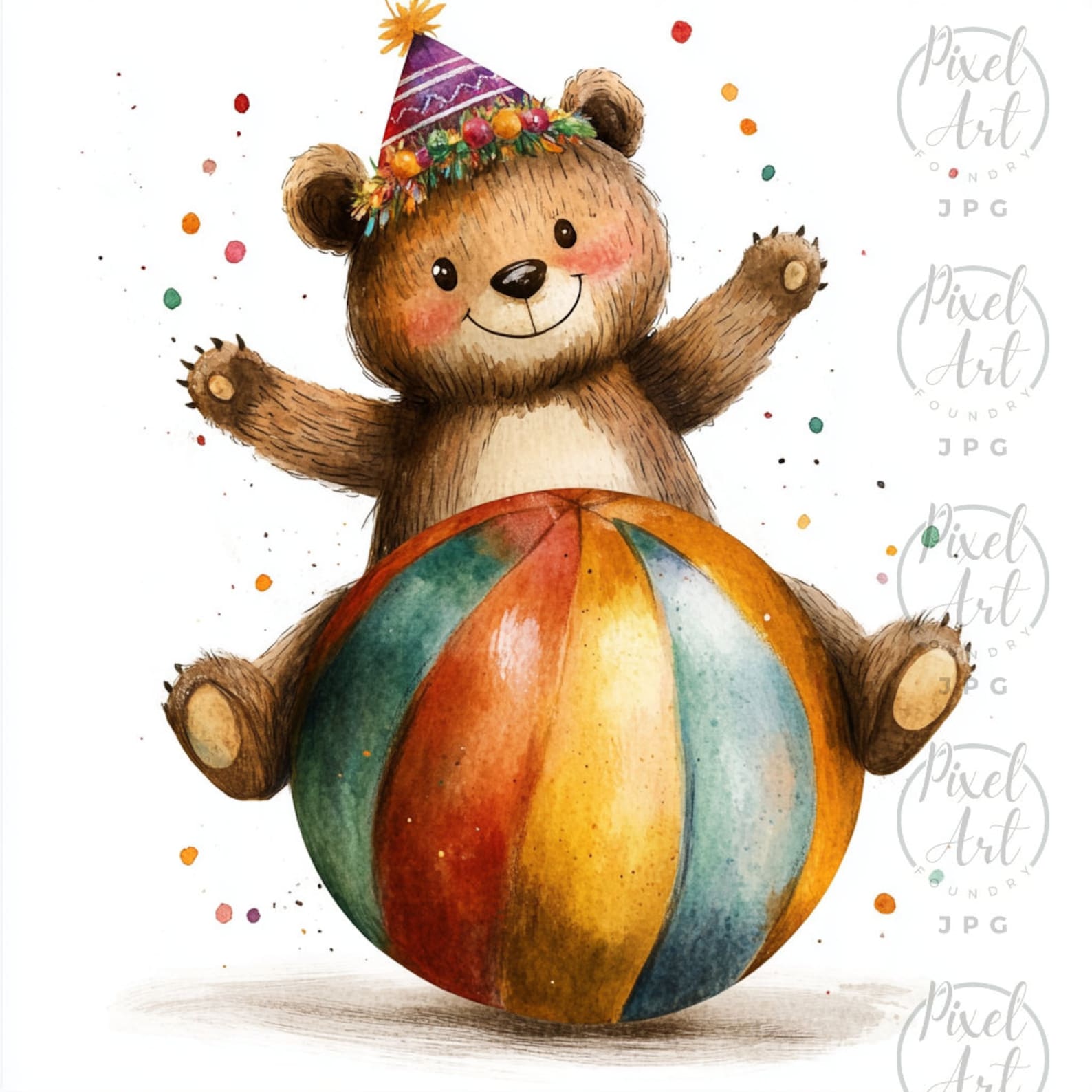 Balancing Bears Clipart, 18 Whimsical Circus Bear Jpgs, Colorful Bear ...
