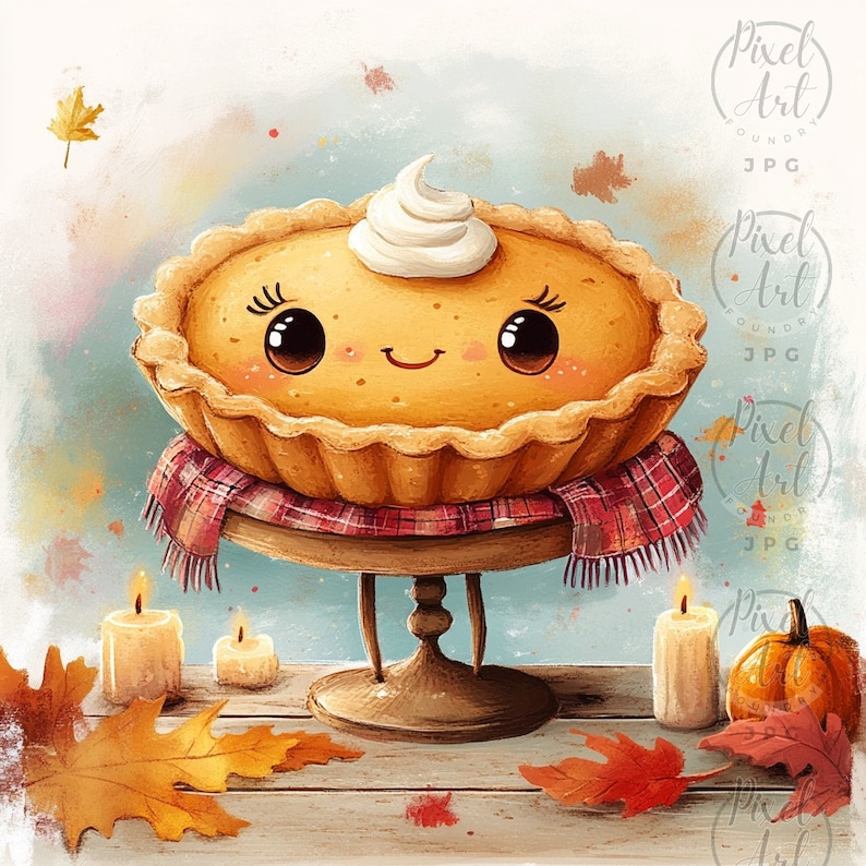 Pumpkin Pie Character Clipart Collection Cute Thanksgiving Pie Faces ...