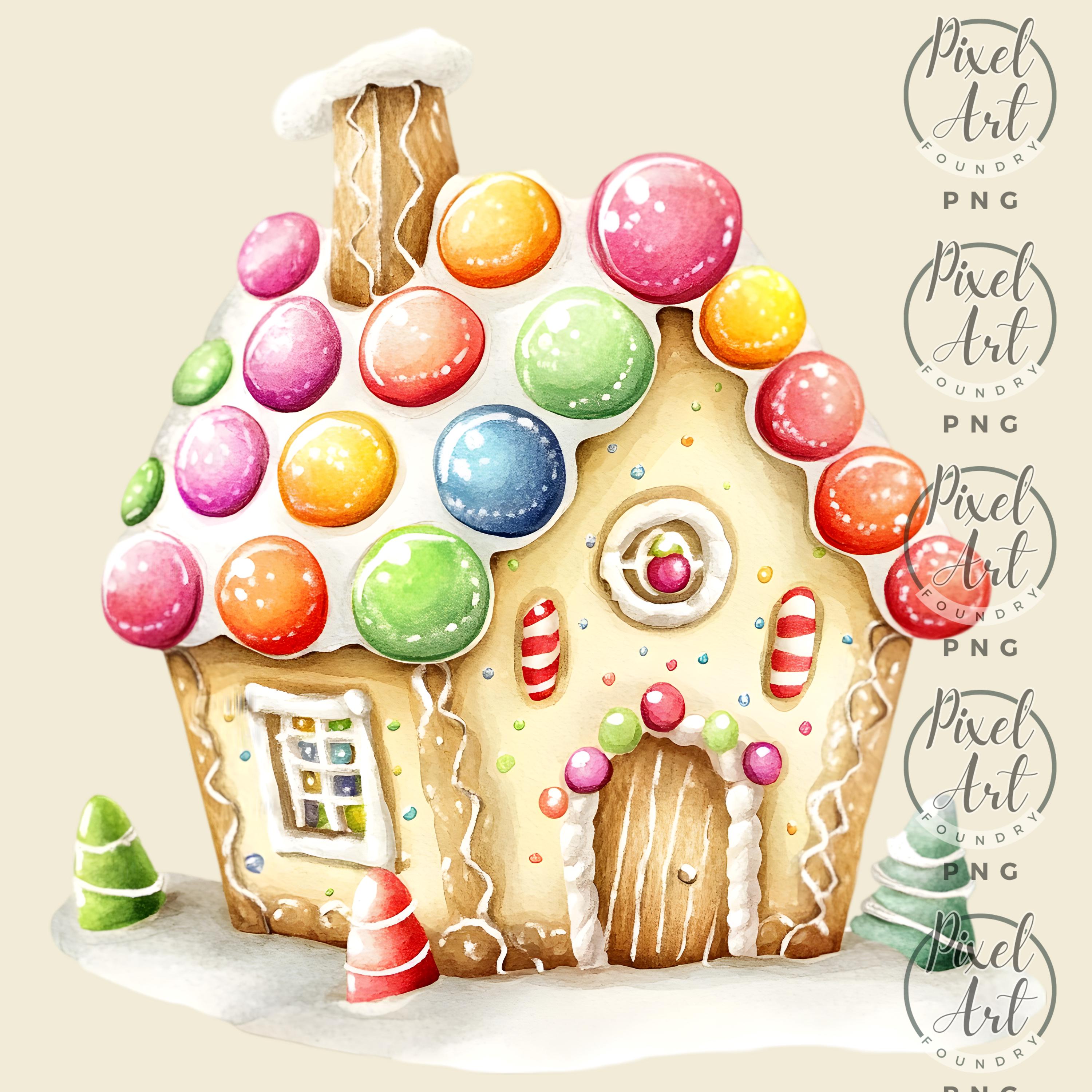 Festive Gingerbread House Clipart Set, 33 Pngs, Candy Christmas Houses ...