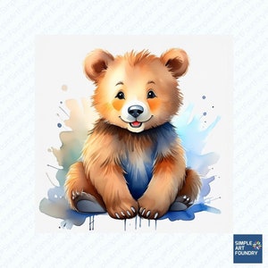 16 Baby Bear Clipart | Cute Watercolor Jpgs (300 DPI) | Digital Art for ...